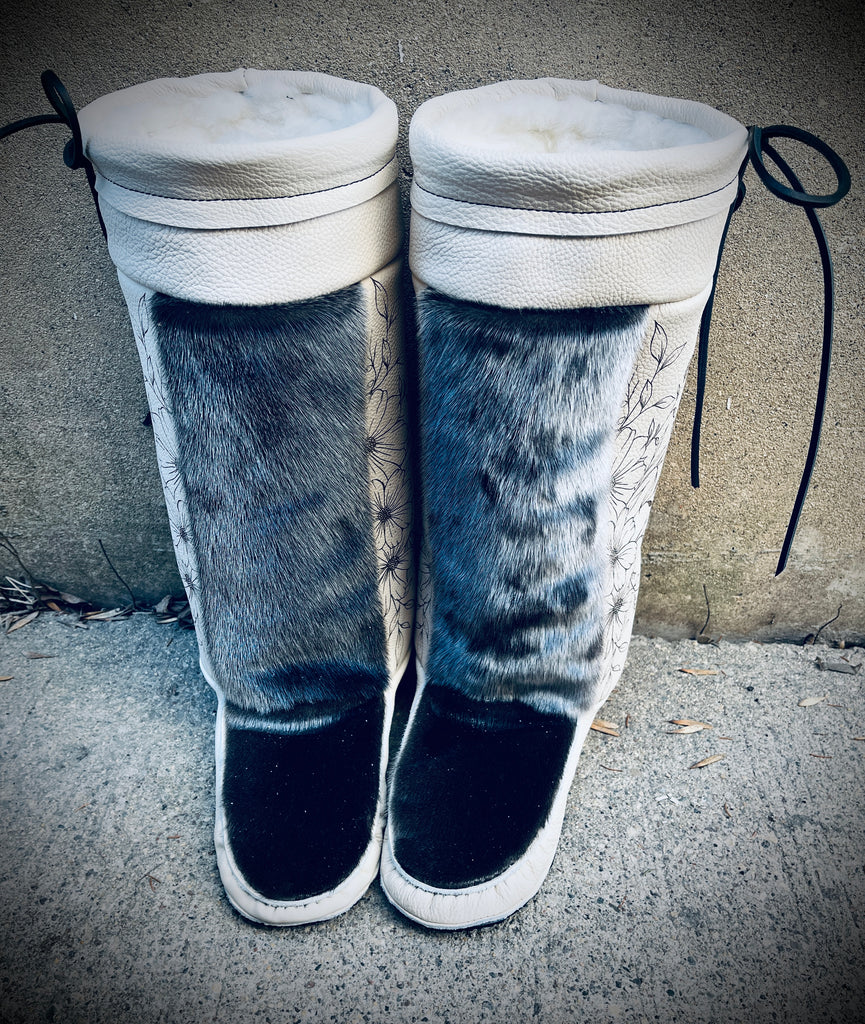 Floral-Ready to ship Seal Mukluks size 9 – Brittany's Handmade Designs